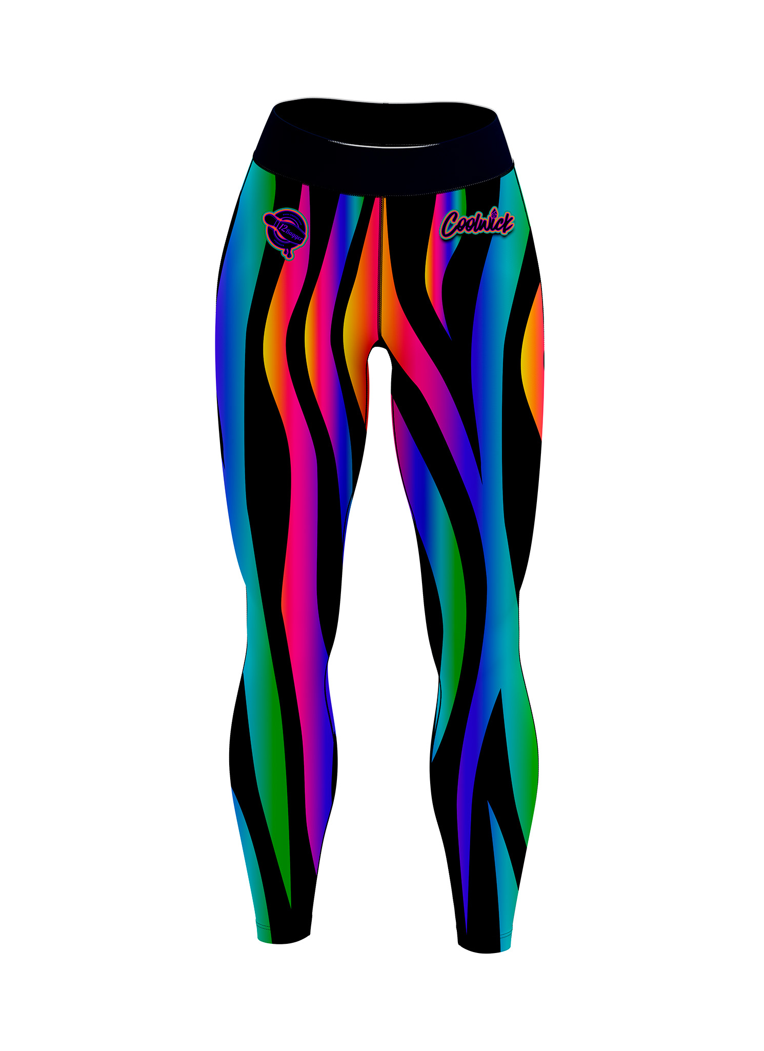 12Bagger Reign Rainbow Zebra CoolWick Leggings - CoolWick Bowling Apparel