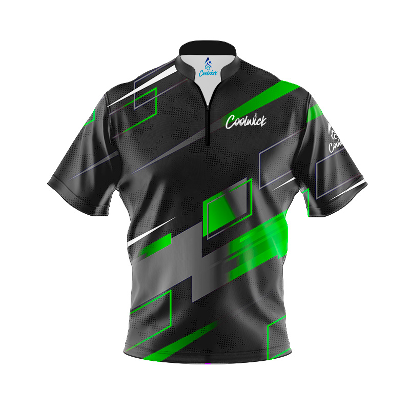 CoolWick Elite Ekirts Green Grey Sash Zip Jersey - CoolWick Bowling Apparel