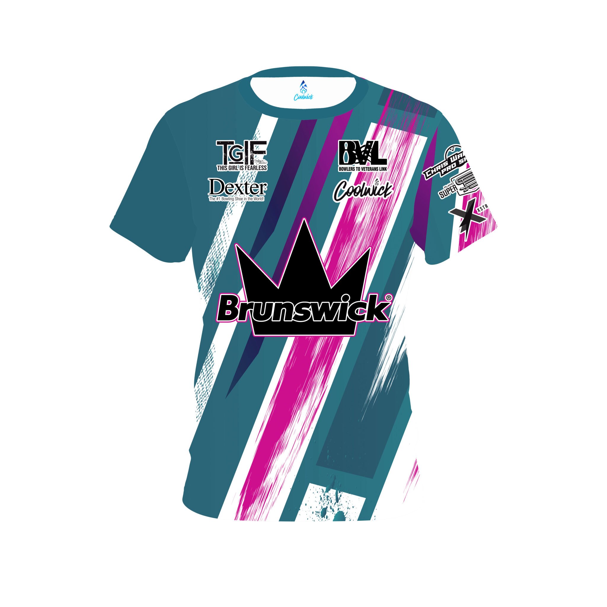 Stefanie Johnson Brunswick Pink Teal Paint CoolWick Bowling Jersey ...