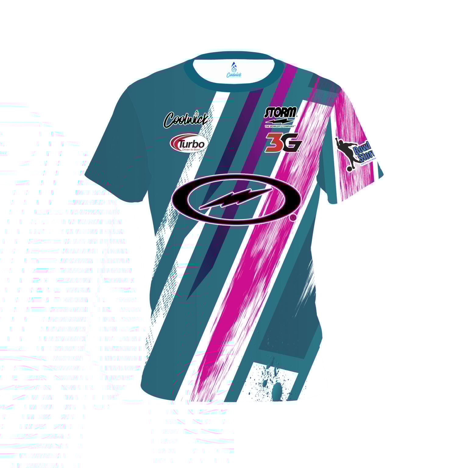 Storm Dom Barrett Teal Pink Paint CoolWick Bowling Jersey - CoolWick ...